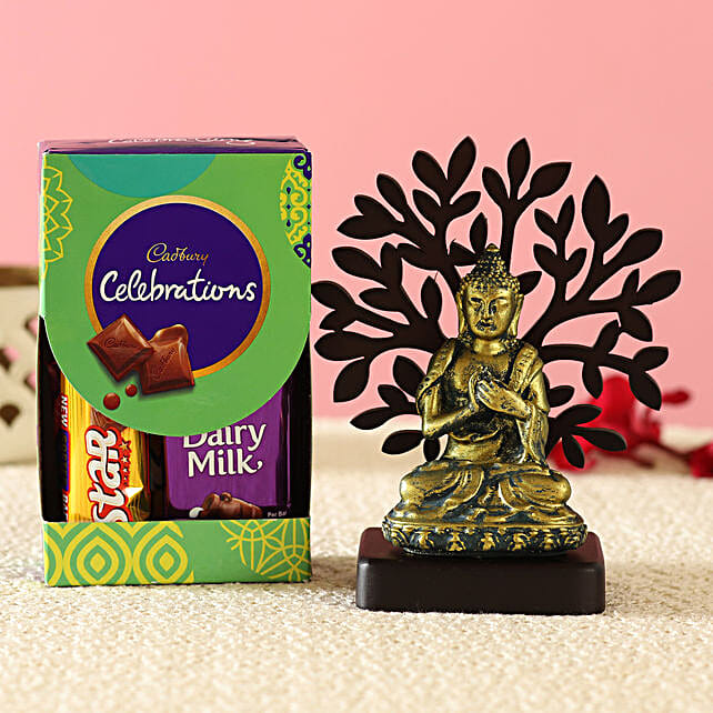 Buy/Send Namaste Buddha Idol & Cadbury Combo Online- FNP