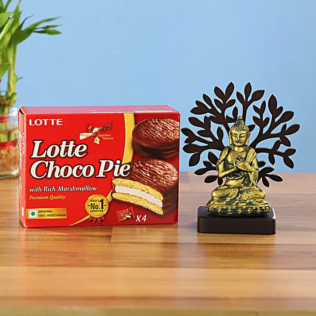 Buy/Send Namaste Buddha Idol & Choco Pie Combo Online- FNP