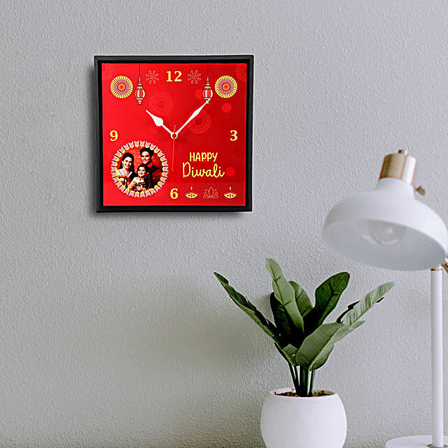 Buy/Send Personalised Red & Black Diwali Wall Clock Online- FNP