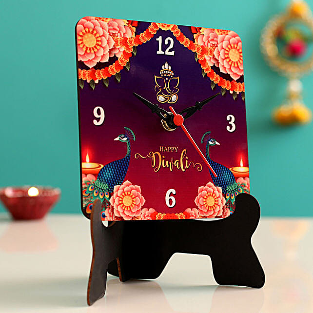 Buy/Send Printed Diwali Peacock Table Clock Online- FNP