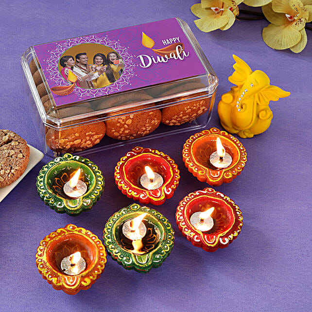 Buy/Send Personalised Honey Oats Cookie Box & Yellow Ganesha Idol With ...