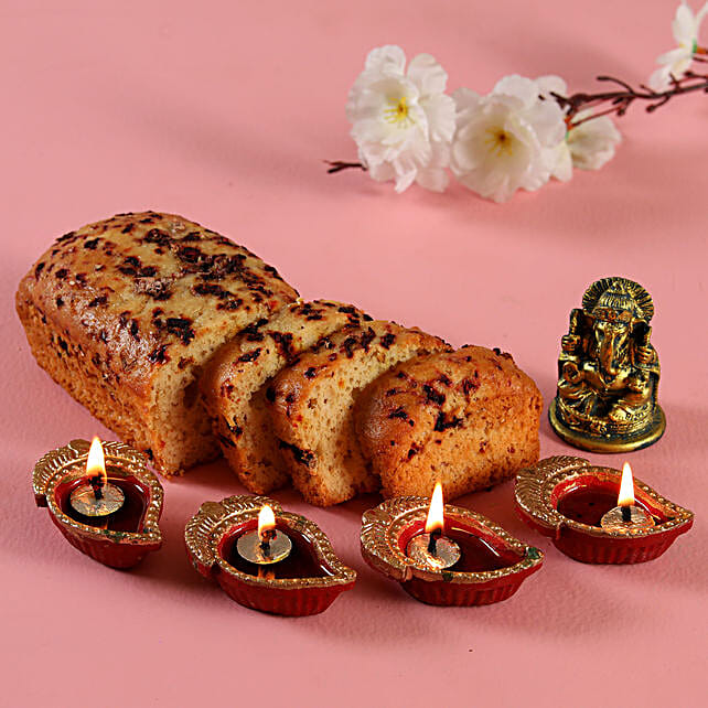 Buy/Send Dry Cake With Diyas & Ganesha Diwali Hamper Online- FNP
