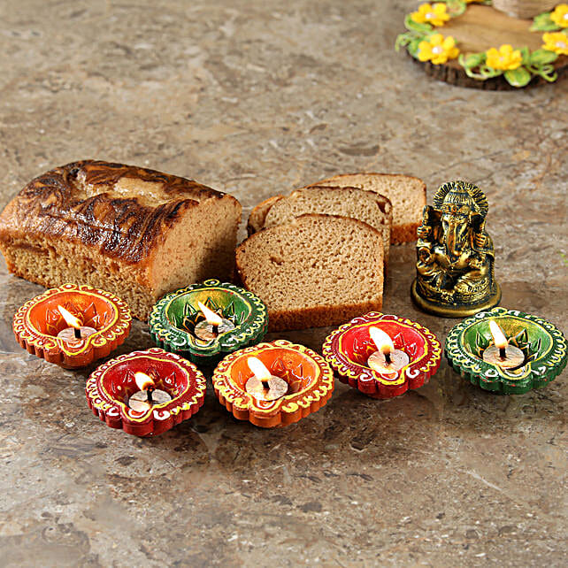 Buy/Send Choco Marble Dry Cake With Multi Colour Ganesha Online- FNP