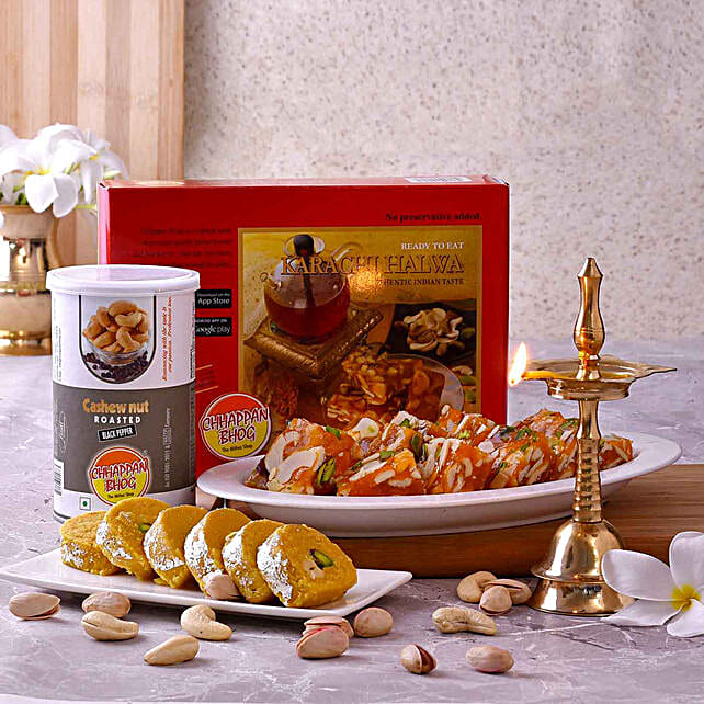 Buy/Send Chhappan Bhog Sweets & Cashews With Kerala Deep Online- FNP