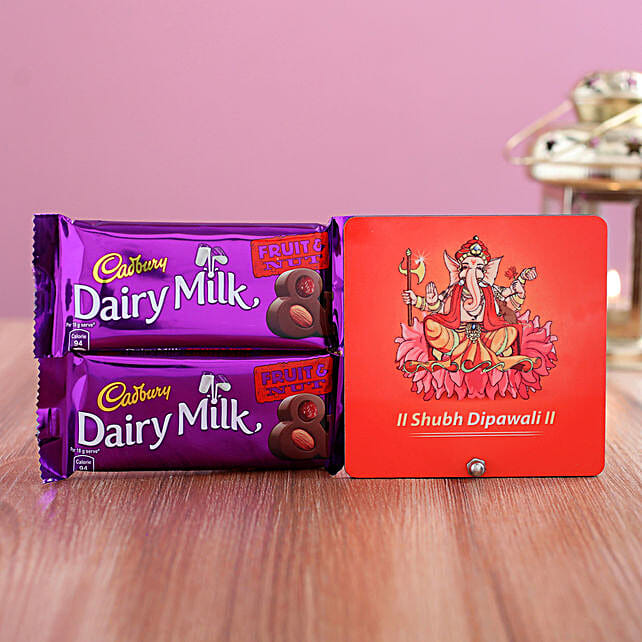 Buy/Send Shubh Deepawali Table Top & 2 Cadbury Fruit N Nut- C Online- FNP