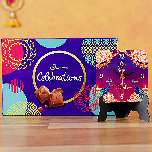 Buy/Send Designer Diwali Table Clock Cadbury Celebrations Online- FNP