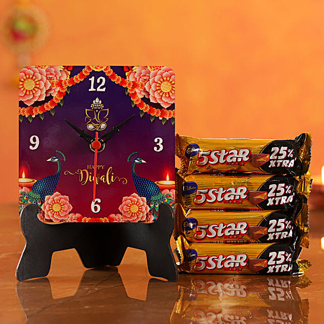 Buy/Send Designer Diwali Table Clock Cadbury 5 Star Online- FNP