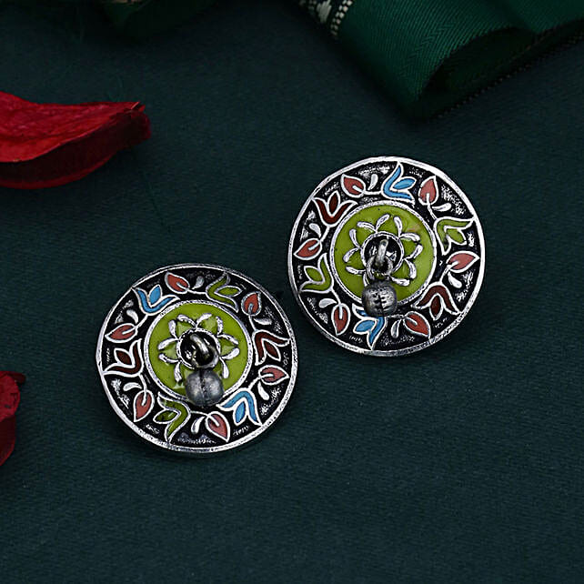 Buy/Send Firdaus Revived Green Shield Studs Voylla Online- FNP