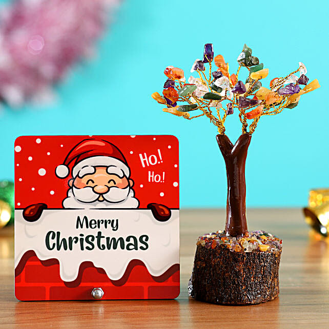 Buy/Send Xmas Wishes Table Top & Colourful Stone Wishing Tree Online- FNP
