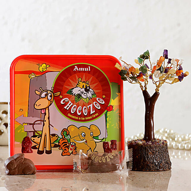 Buy/Send Colourful Wish Tree & Amul Chocozoo Online- FNP