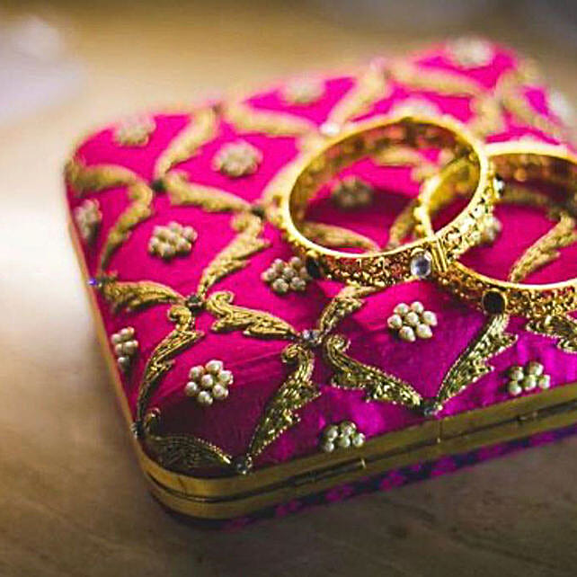 Buy/Send Pink Hand Embroidery Clutch Bag Online- FNP