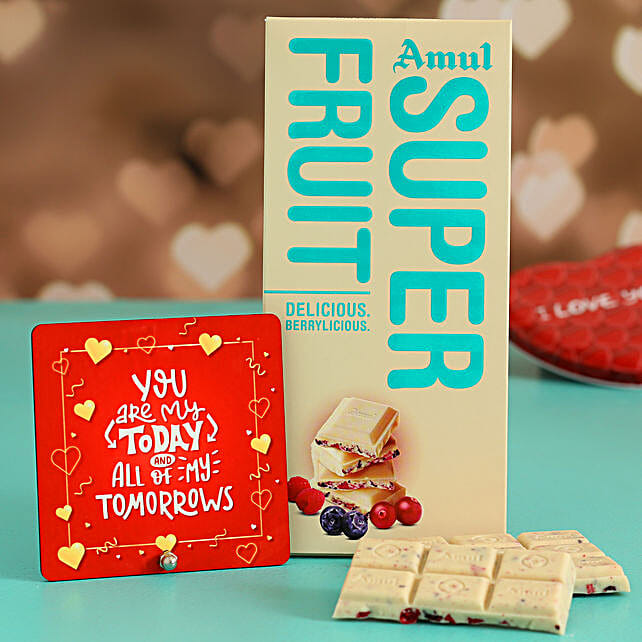 Buy/Send Amul Super Fruit Chocolate With Printed Table Top Online- FNP