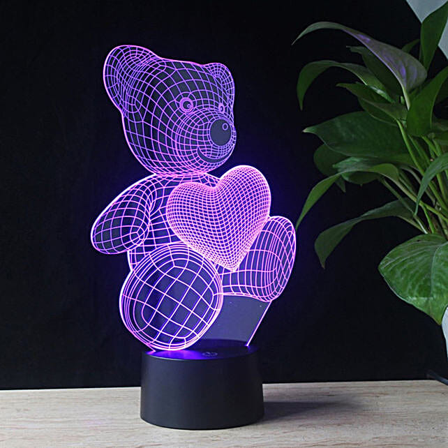 Buy/Send 3D LED Hologram Teddy With Heart Night Light Color Changing ...