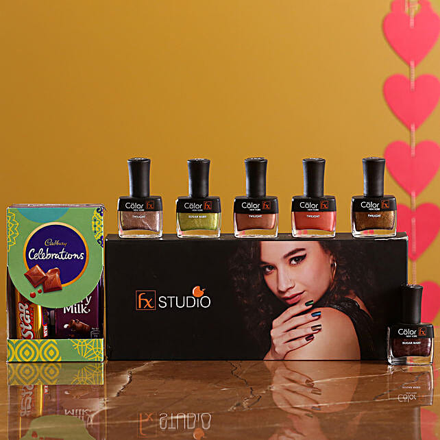 Buy/Send Color FX-Trendy Nail Paint Set & Celebrations Box Online- FNP