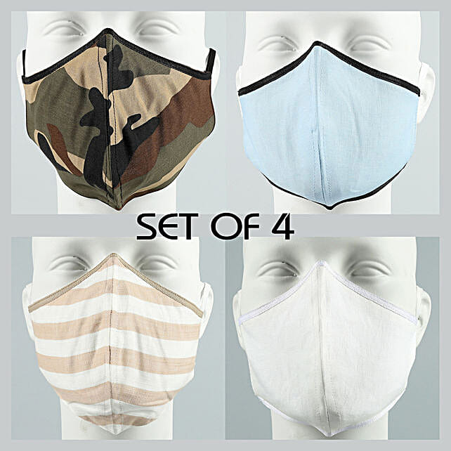 Buy/Send Pack Of 4 Designer Masks- Men Online- FNP