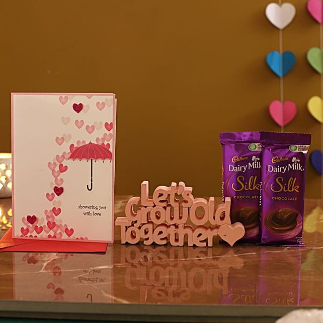 Buy/Send Cute Table Top With Greeting Card & Cadbury Silk Online- FNP
