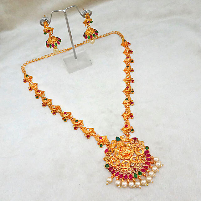 Buy/Send Gold Plated Pota Stones Necklace Set Online- FNP