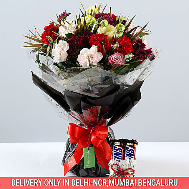 Buy/Send Beautiful Bouquet & Snickers Combo Online- FNP