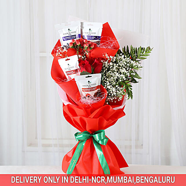 Buy/Send Posy of Flowers & Brookside Chocolate Online- FNP