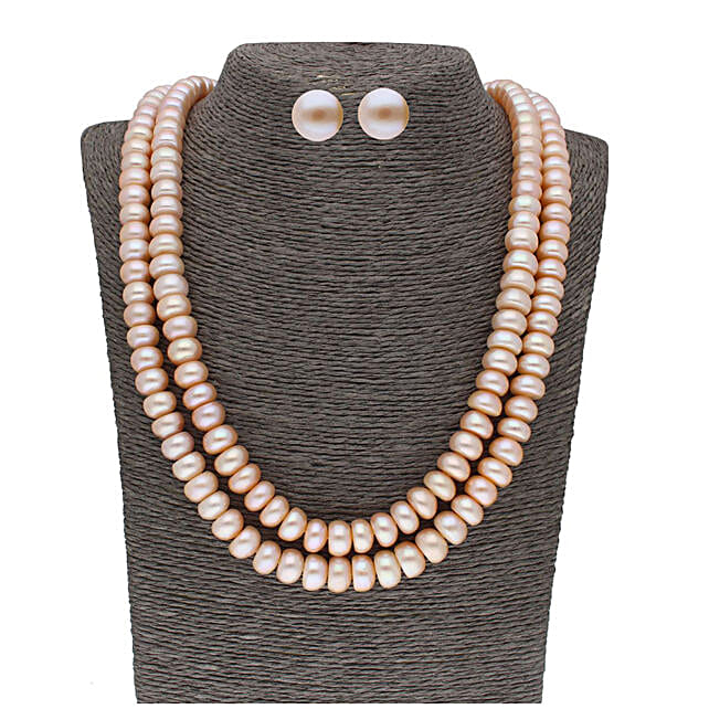 Buy/Send 2 Line 7 8MM Button Pearl Set Online- FNP