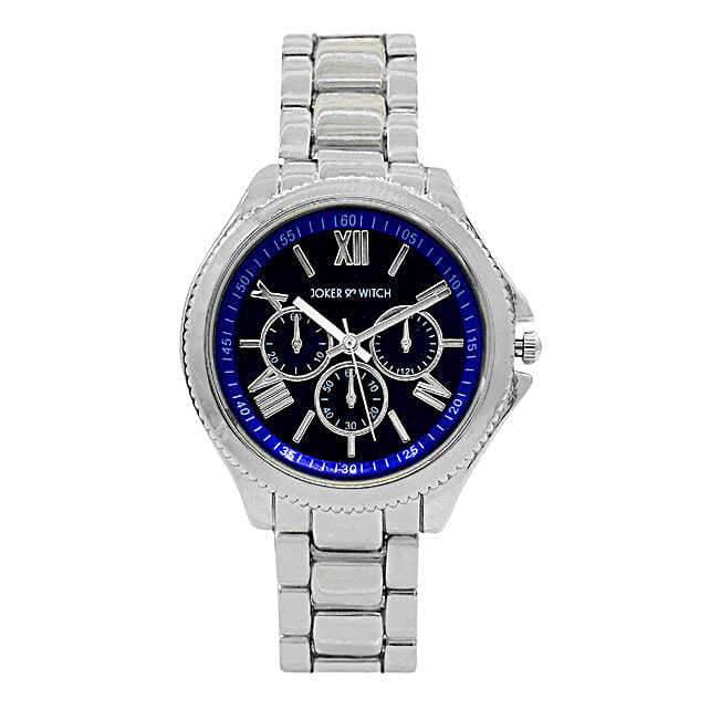 Buy/Send Blue Dial Silver Watch Online- FNP