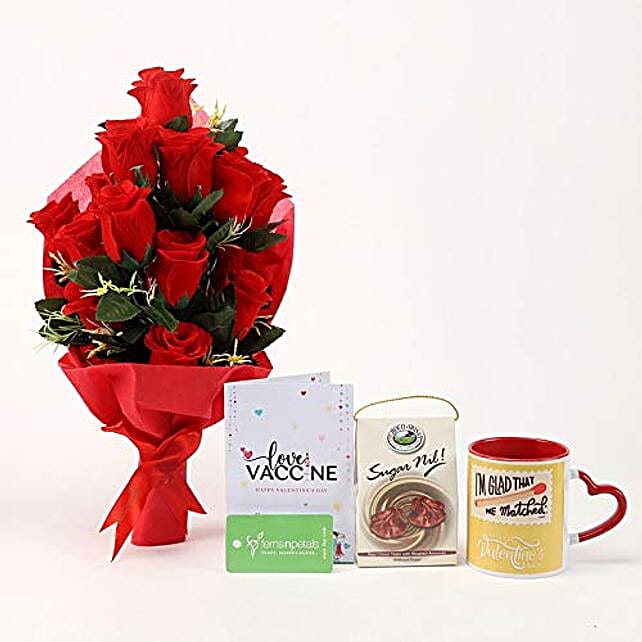 Buy/Send mug sugar nil chocolates 21 roses bouquet Online- FNP