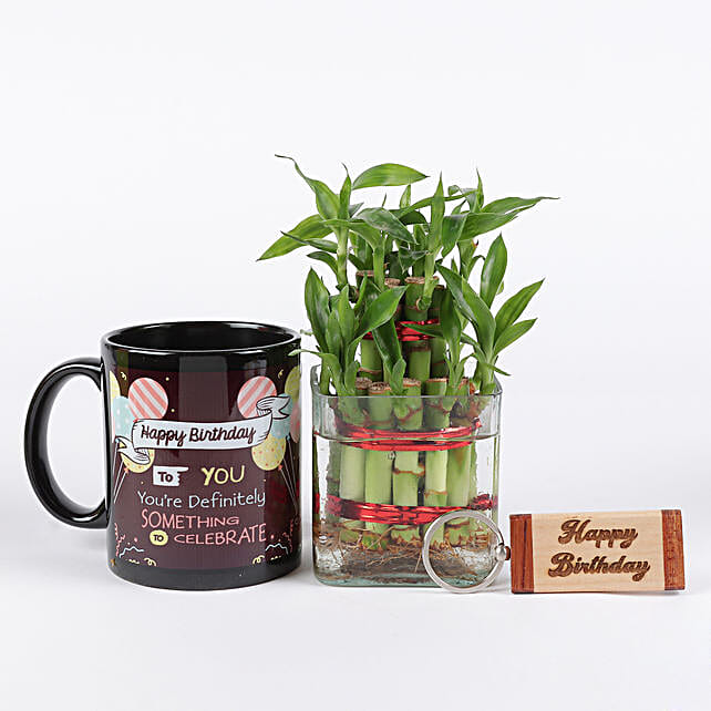 Buy/Send bamboo in gv n hbd mug bl n hbd eng key chain mp8 Online- FNP