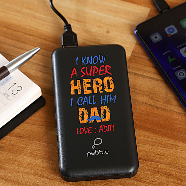 Buy/Send Personalised My Superhero Dad Pebble Power Bank Online- FNP