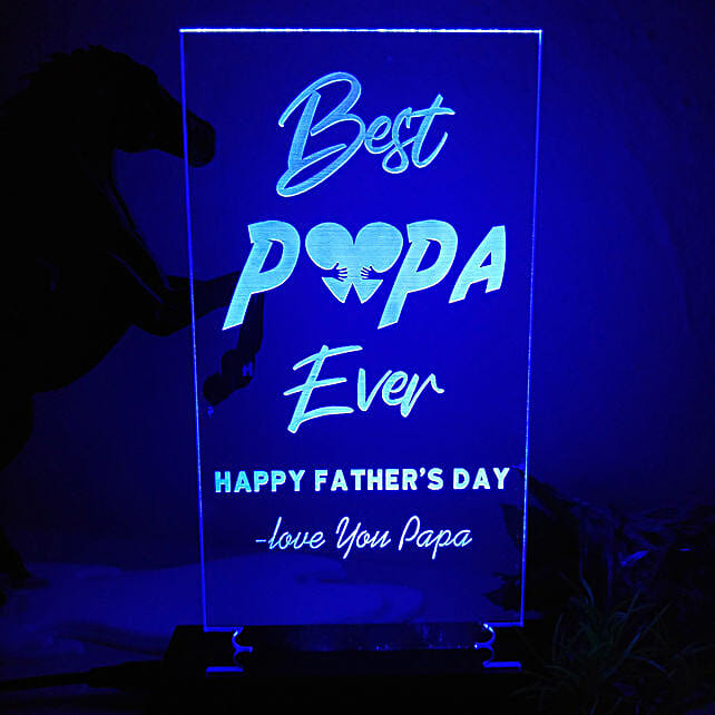 Buy/Send Personalised Best Papa Ever Engraved LED Lamp Online- FNP