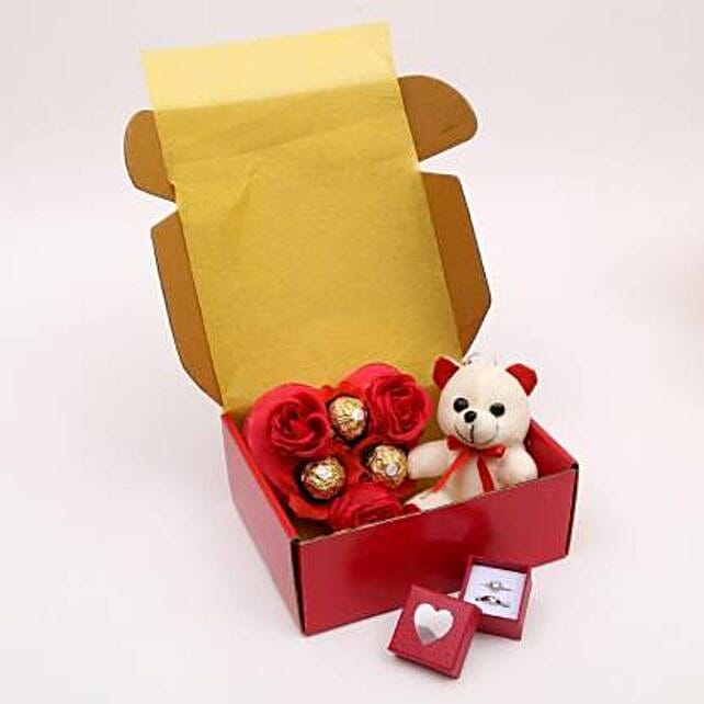 Buy/Send teddy 3 ferrero rocher n 3 roses couple rings a67 Online- FNP