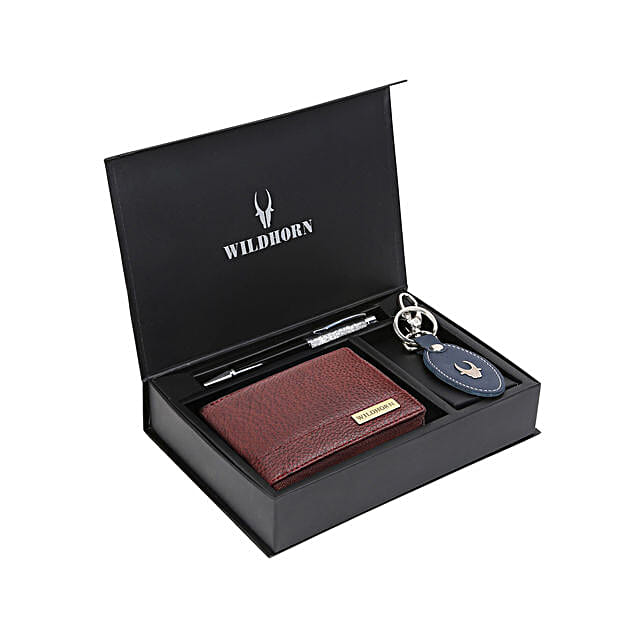 Buy/Send WildHorn Mens Leather Wallet and Pen With Keychain Online- FNP