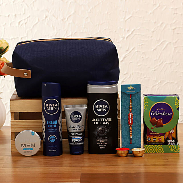 Buy/Send Beautiful Capsule Rakhi & Nivea Men Grooming Kit Hamper Online ...