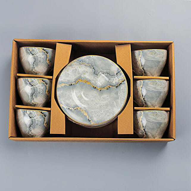 Buy/Send Moonlight Grey Tea Cup & Saucer Set - Set of 6 Online- FNP