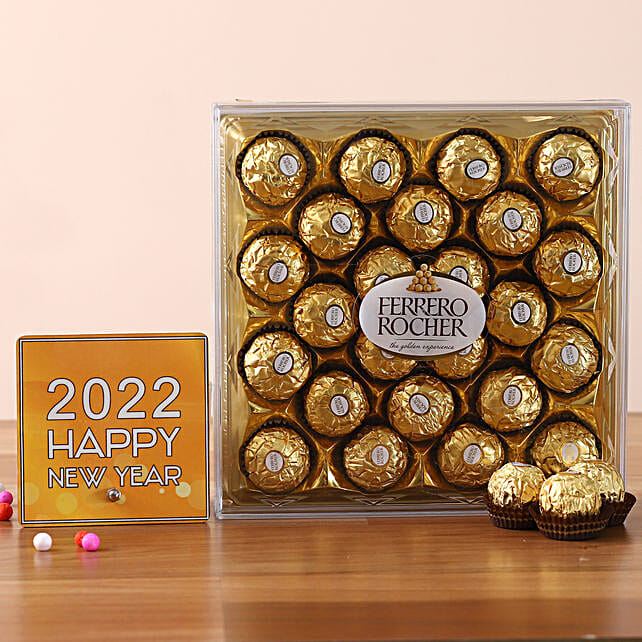 Buy/Send Happy New Year Table Top & Ferrero Rocher Chocolate Box Online ...