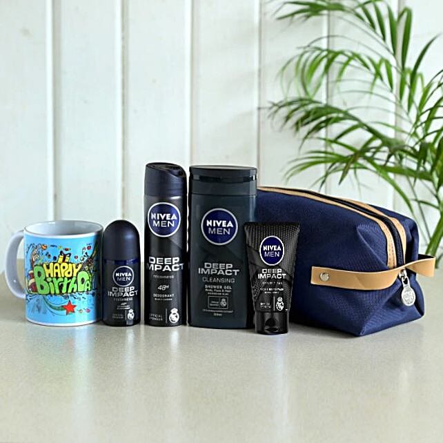 Buy/Send Nivea Men Deep Impact Combo & B'day Mug Online- FNP