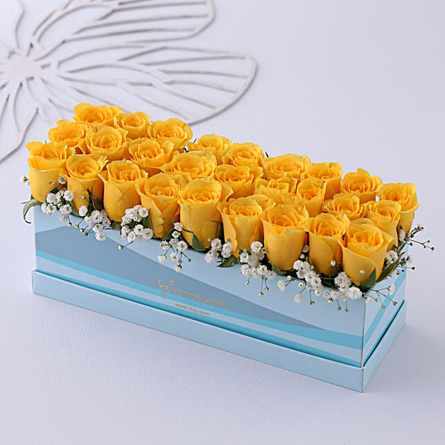 Buy/Send Vibrant Yellow Roses Gift Box Online- FNP