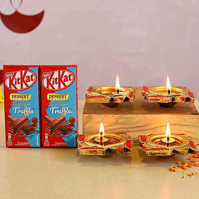 Buy/Send Exclusive Diyas & Kitkat Truffle Chocolates Online- FNP