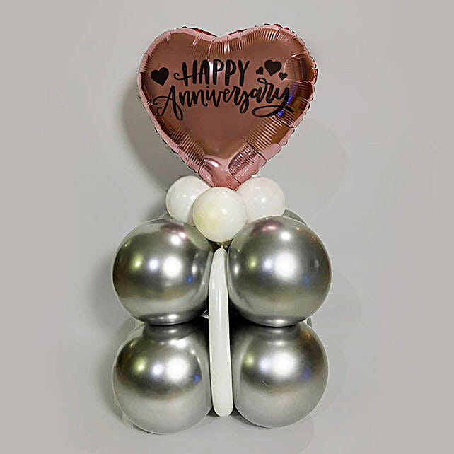 Buy/Send Happy Anniversary Silver Balloon Bouquet Online- FNP