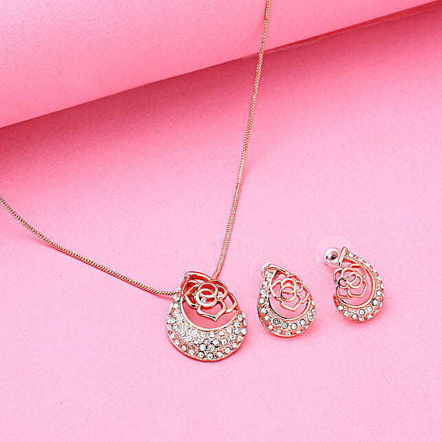 Buy/Send Estele White Austrian Crystal Pendent Sets Online- FNP