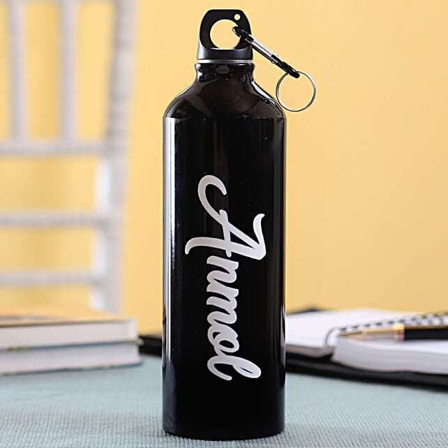 Buy/Send Personalised Name Black Water Bottle Online- FNP