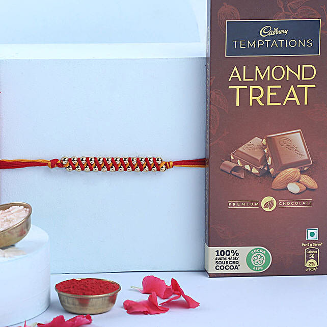 Buy/Send Beads Mauli Rakhi & Cadbury Temptations Chocolate Online- FNP