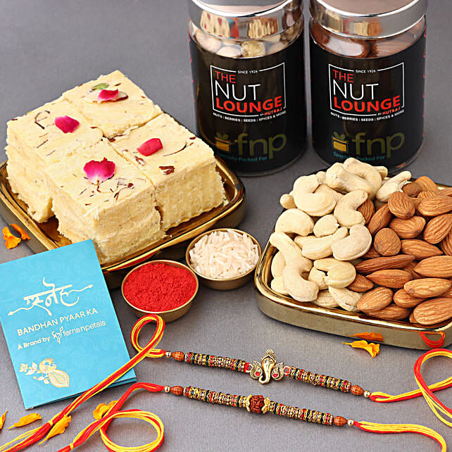 Buy/Send Devotional Rakhi Set & Soan Papdi With Nuts Online- FNP
