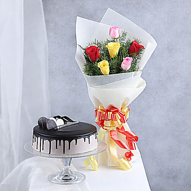 Buy/Send Spring Time Rose Bouquet With Cake Combo Online- FNP
