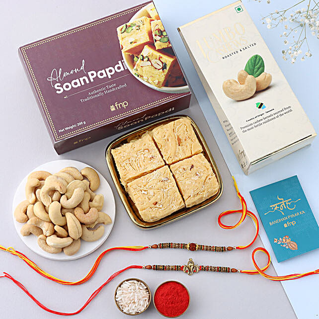 Buy/Send Rakhi Set of 2-Nuts and Soan Papdi Combo Online- FNP
