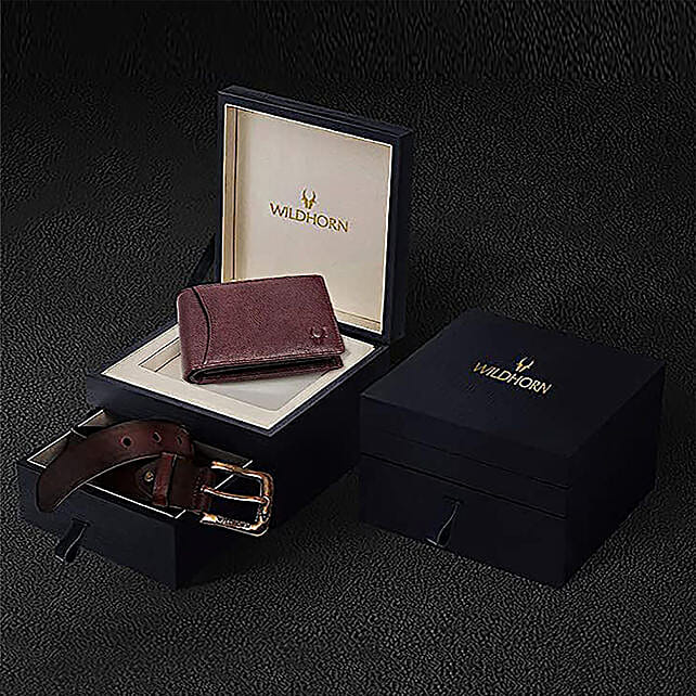 Buy/Send Leather Wallet & Belt Gift Box Online- FNP