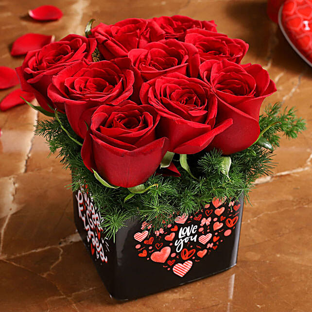 Buy/Send Eternal Love Red Roses Forever Vase Online- FNP