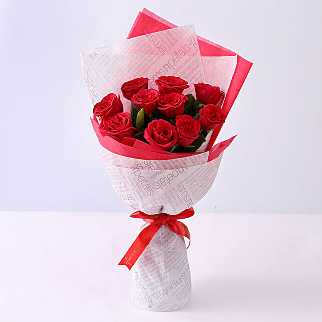 Buy/Send Ruby Red Roses Double Delight Bouquet Online- FNP