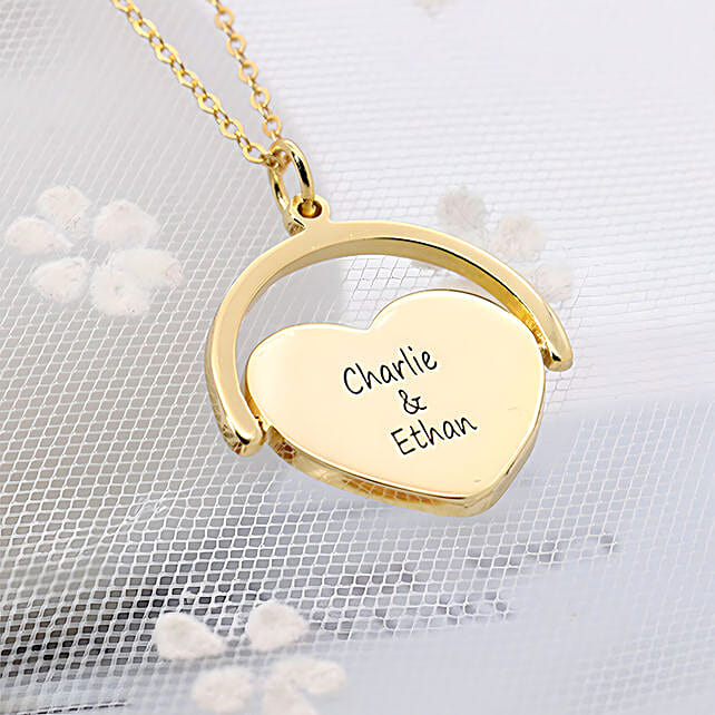 Buy/Send Personalised Engraved Flip Heart Necklace Online- FNP