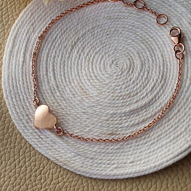 Buy/Send 925 Silver Heart Bracelet Online- FNP