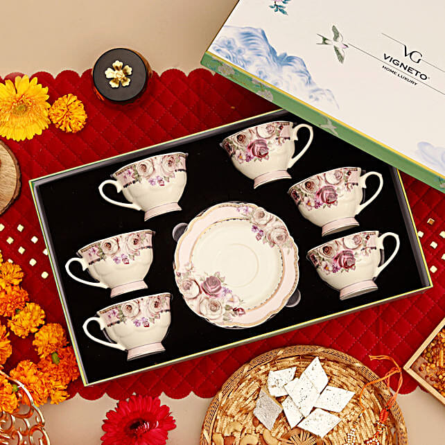Buy/Send Vintage Rose Garden Tea Cup Set Online- FNP